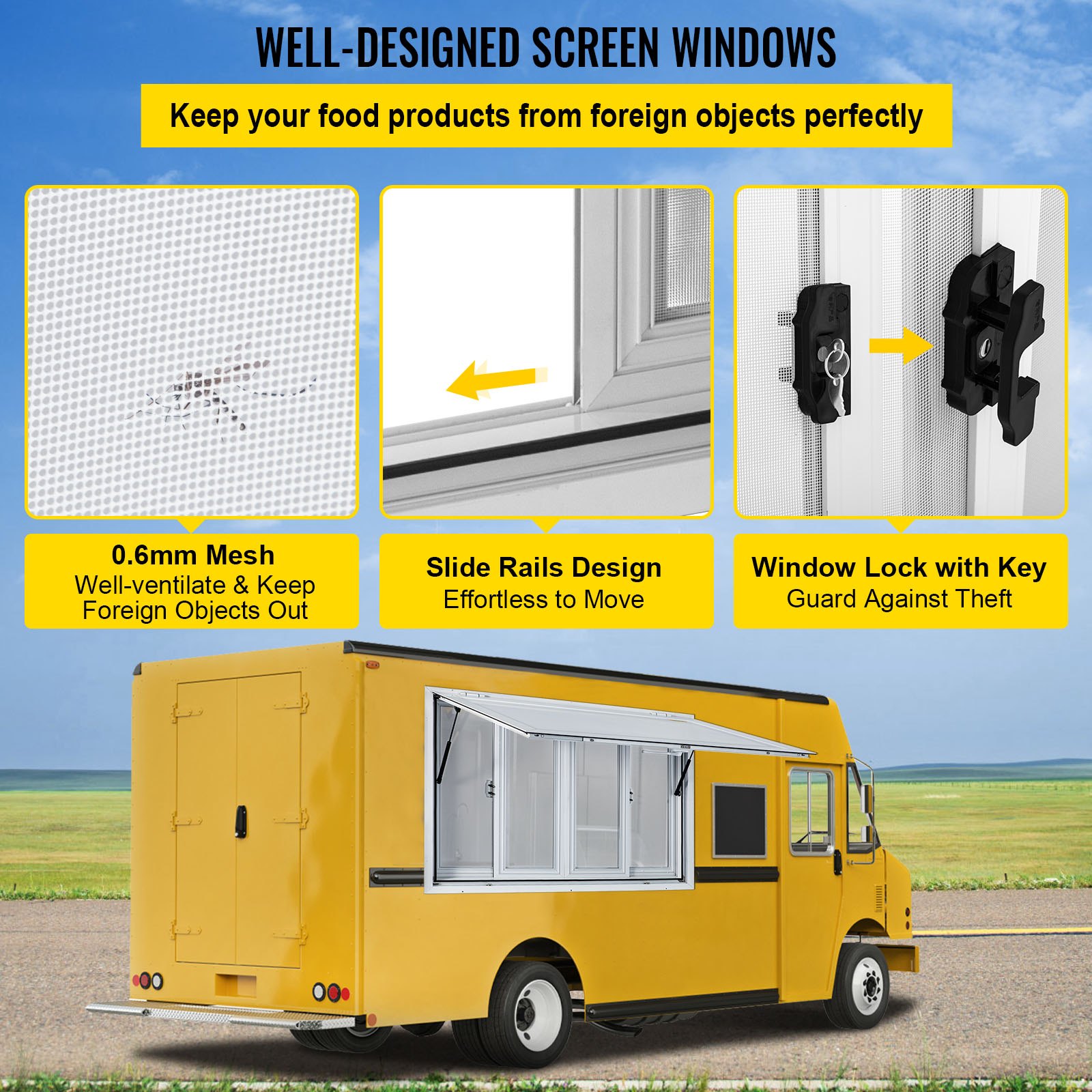 VEVOR Concession Window, 60 x 36 inch, Aluminum Alloy Food Truck ...