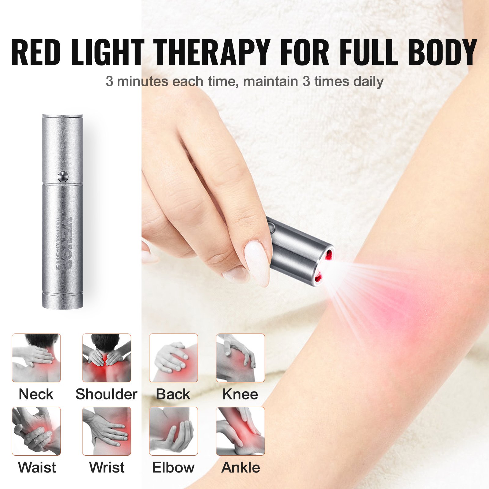 VEVOR Red Light Therapy Device with Removable Tip, 2 in 1 Facial & Body ...