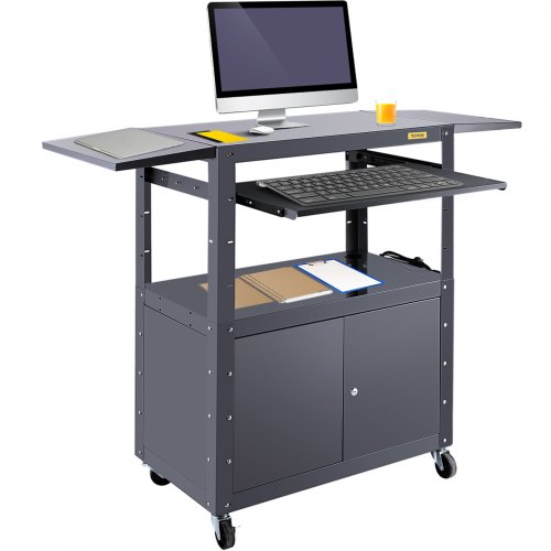 VEVOR AV Cart, 27-41 inch Height Adjustable Media Cart with 2 Drop ...