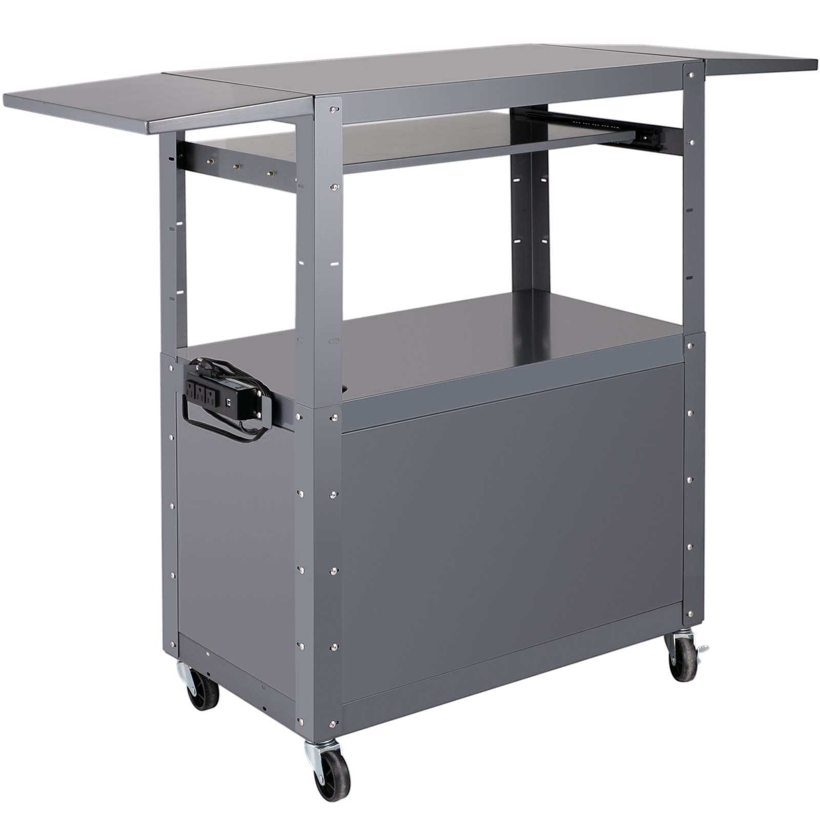 VEVOR AV Cart, 27-41 inch Height Adjustable Media Cart with 2 Drop ...