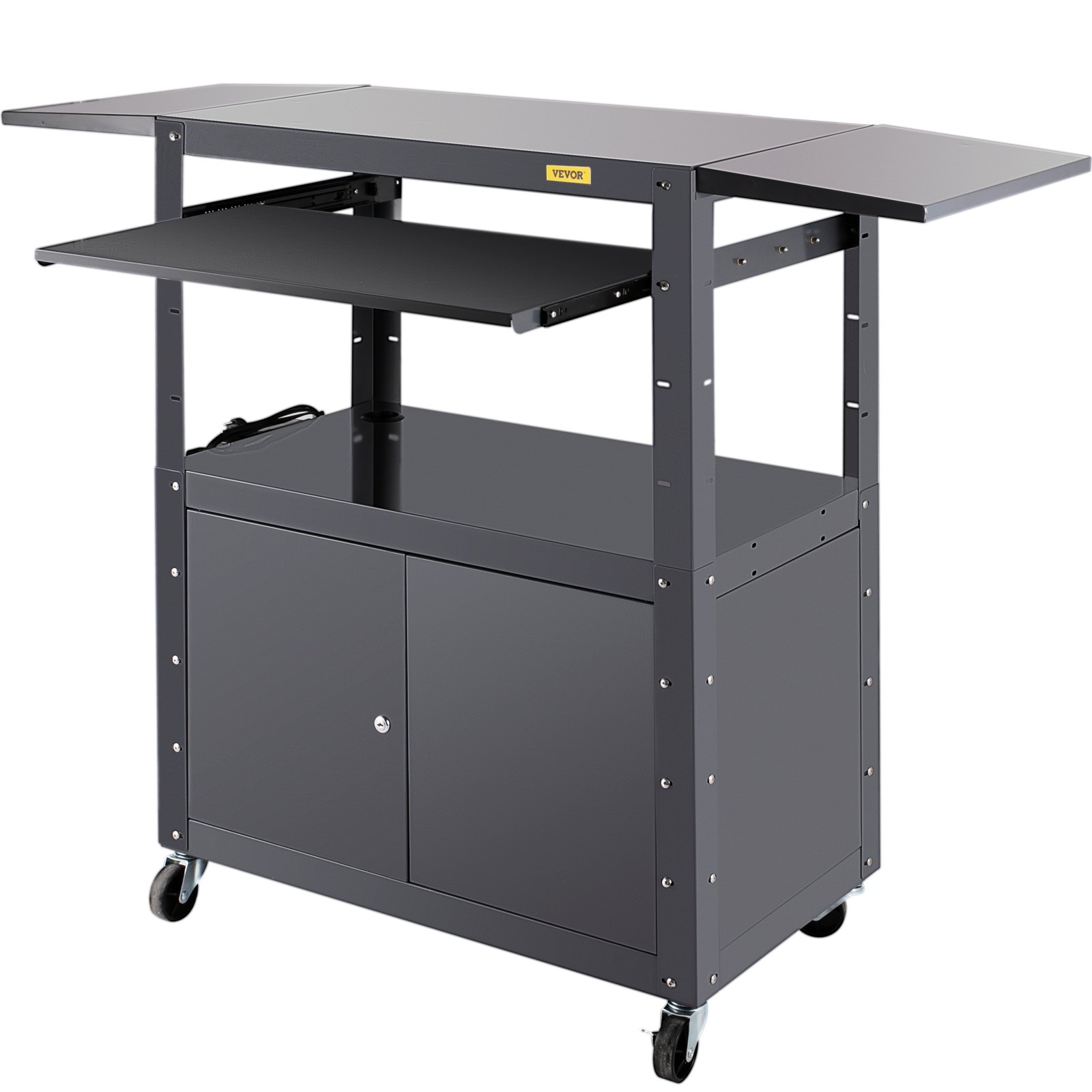 VEVOR AV Cart, 27-41 inch Height Adjustable Media Cart with 2 Drop ...