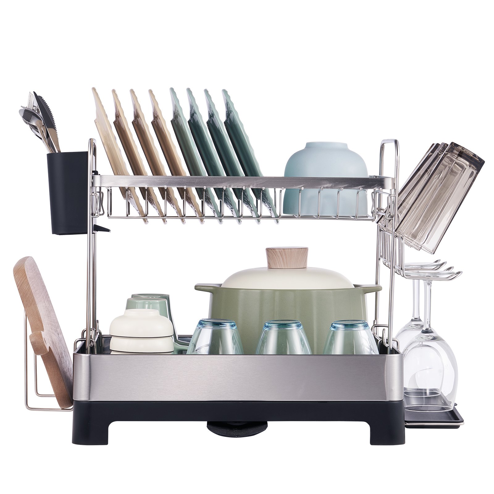 VEVOR 2Tier Dish Drying Rack Dish Drainer Stainless Steel Kitchen ...