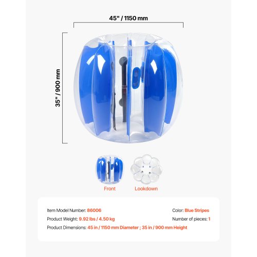 1-Pack 4FT/1.2M Inflatable Bumper Balls PVC Body Sumo Zorb Ball Outdoor ...