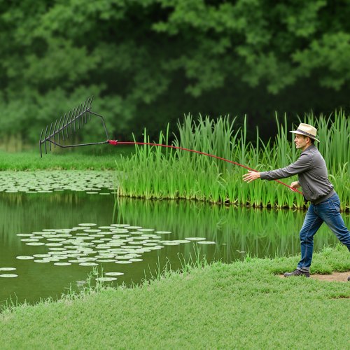 24x8.7 in Pond Aquatic Weed Rake Double-Sided Lake Weed Removal Rake ...