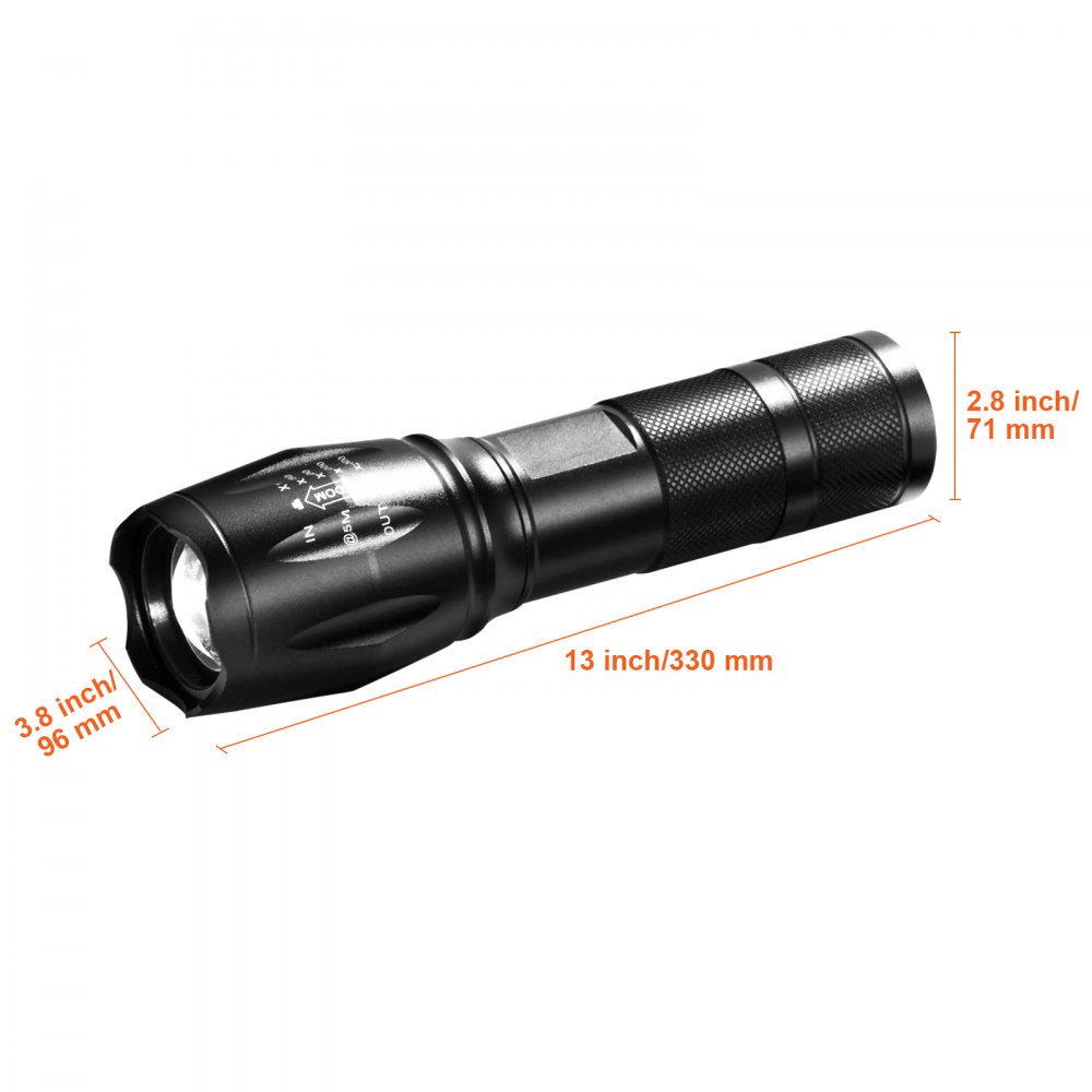 VEVOR 2 Pack Flashlights 3000 High Lumens 5 Modes Adjustable Focus ...