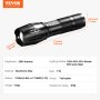 VEVOR 2 Pack Flashlights 3000 High Lumens 5 Modes Adjustable Focus ...