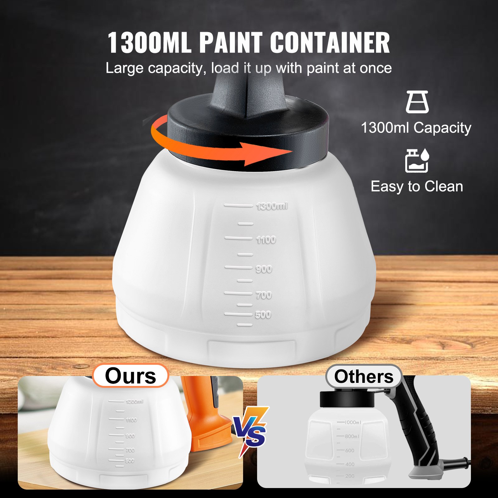 VEVOR 700W Electric Paint Sprayer with 1300ml Container - HVLP Spray ...