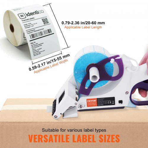 VEVOR Manual Label Applicator, 0.59-2.17 inches Label Width, 0.79-2.36 ...