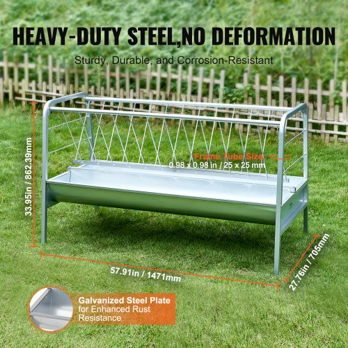 VEVOR Livestock Hay Feeder 2 in 1 Grain & Hay Feeder 80 Gallons for ...