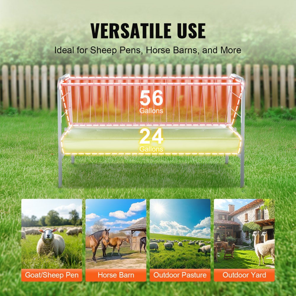 VEVOR Livestock Hay Feeder 2 in 1 Grain & Hay Feeder 80 Gallons for ...