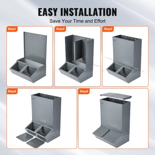 VEVOR Hog Feeder 3.7 Bushel Metal Double Door Pig Feeder Feeding up to ...