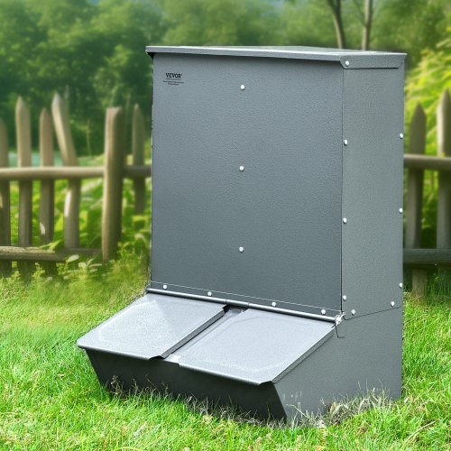 VEVOR Hog Feeder 3.7 Bushel Metal Double Door Pig Feeder Feeding up to ...
