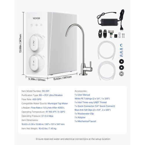 Reverse Osmosis System 400 GPD 8-stage Tankless Under Sink Water Filter ...