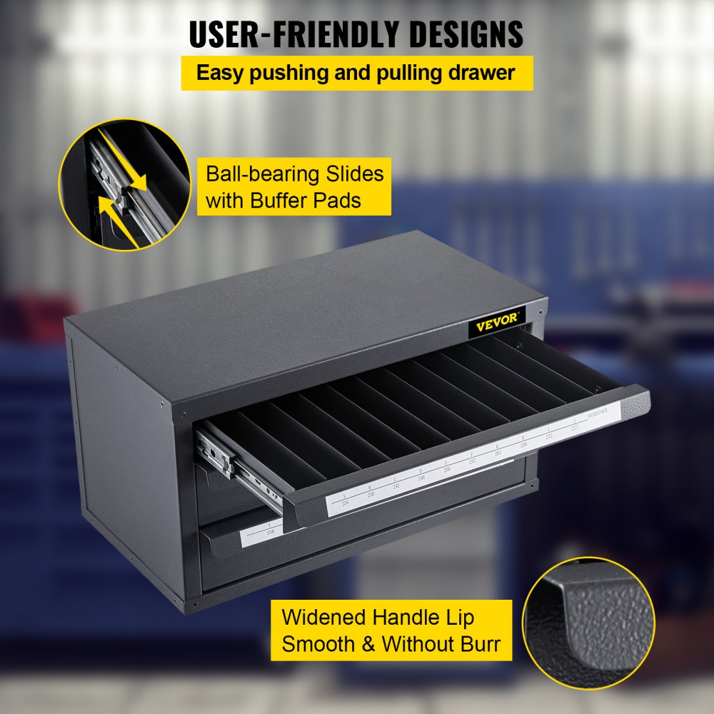 VEVOR Drill Bit Dispenser Cabinet, Three-Drawer Drill Bit Dispenser ...