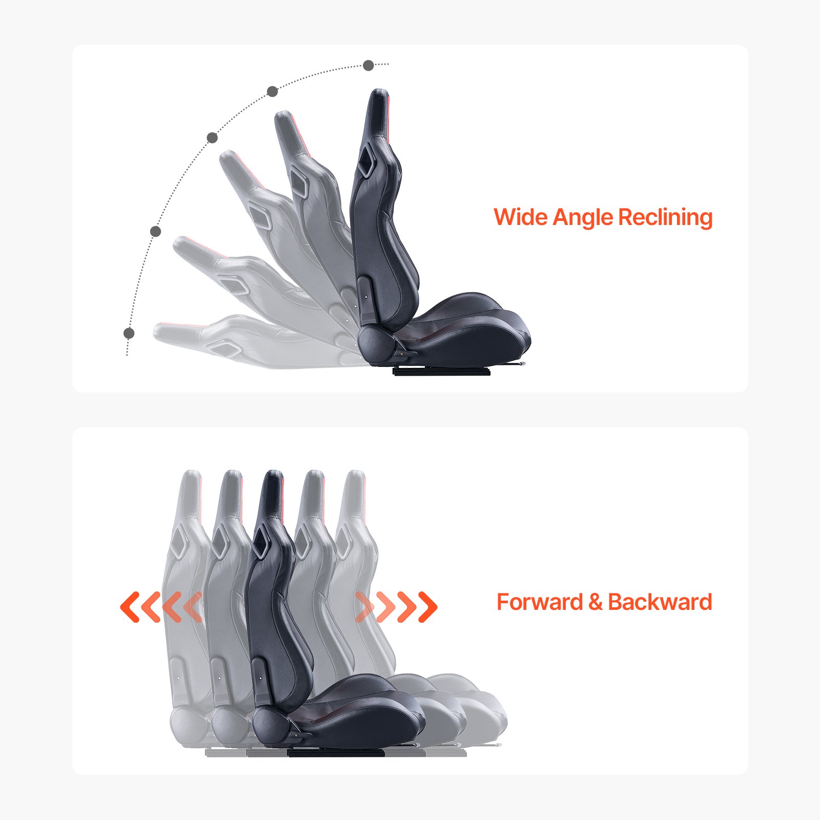 VEVOR Racing Seat, 2 Set, Adjustable Racing Cockpit with Wide Angle ...