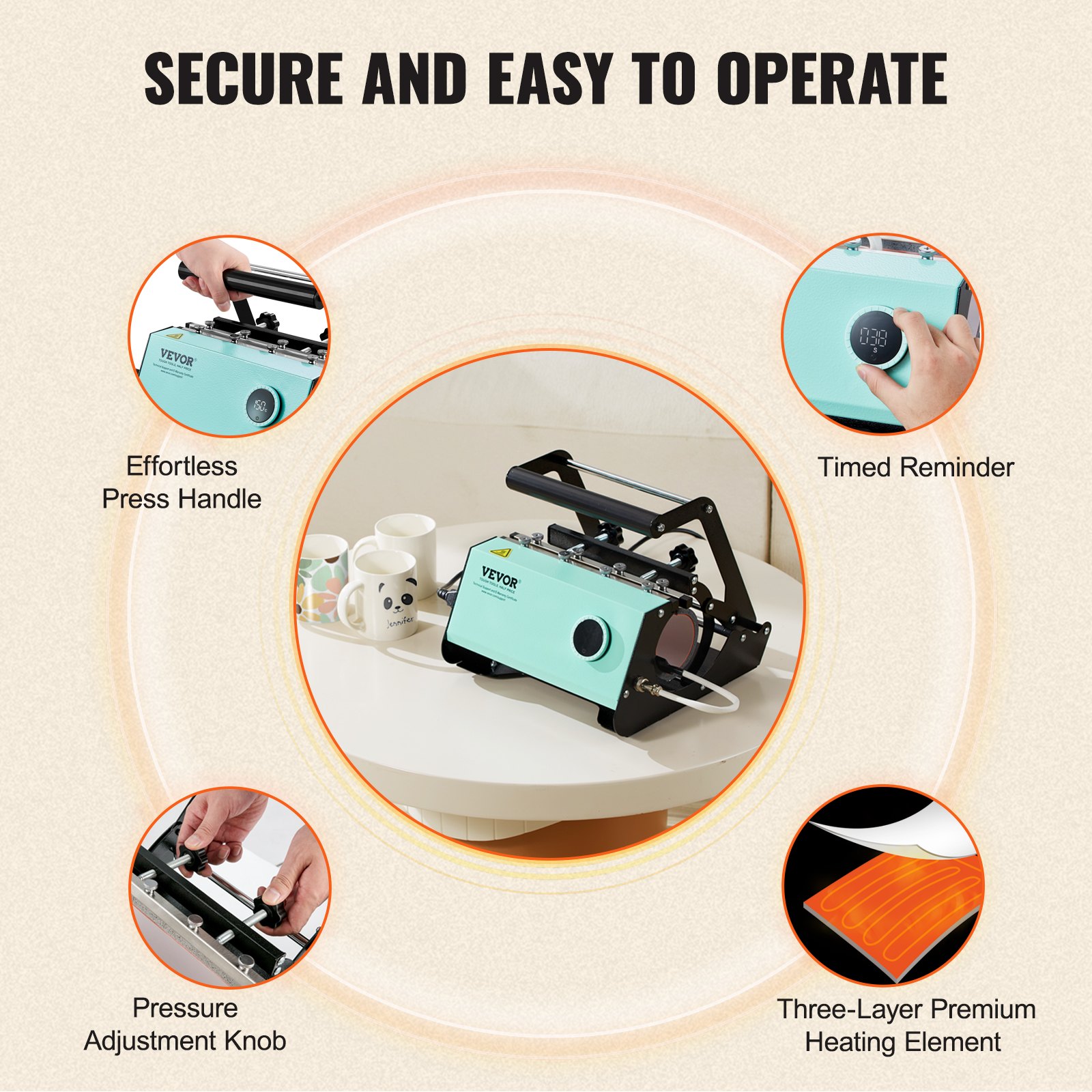 VEVOR Mug Heat Press, 11-30oz Tumbler Heat Press Machine, Sublimation ...
