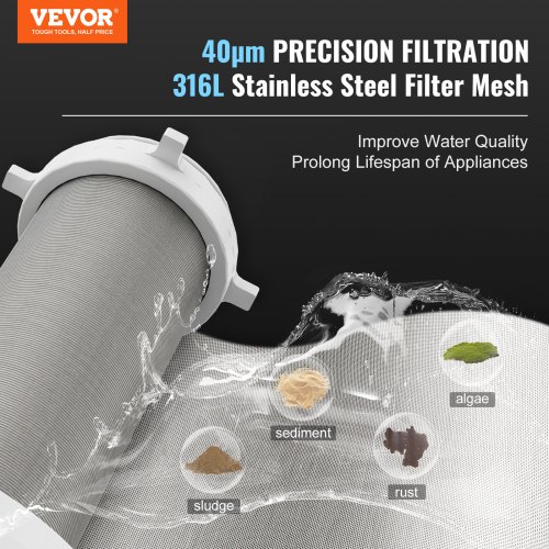 VEVOR Spin Down Filter, 40 Micron Whole House Sediment Filter for Well ...
