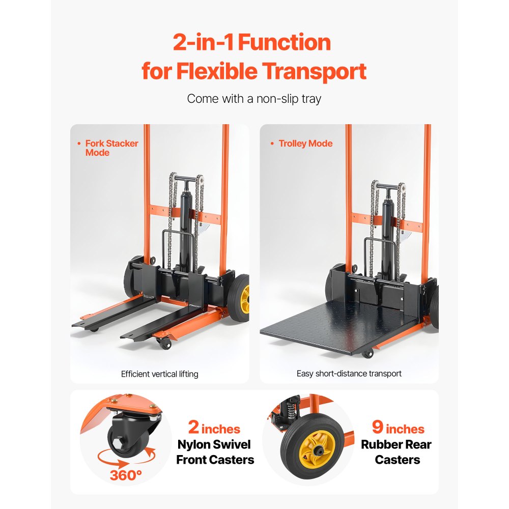 VEVOR Hydraulic Material Lift Winch Stacker, 450 lbs Load Capacity ...