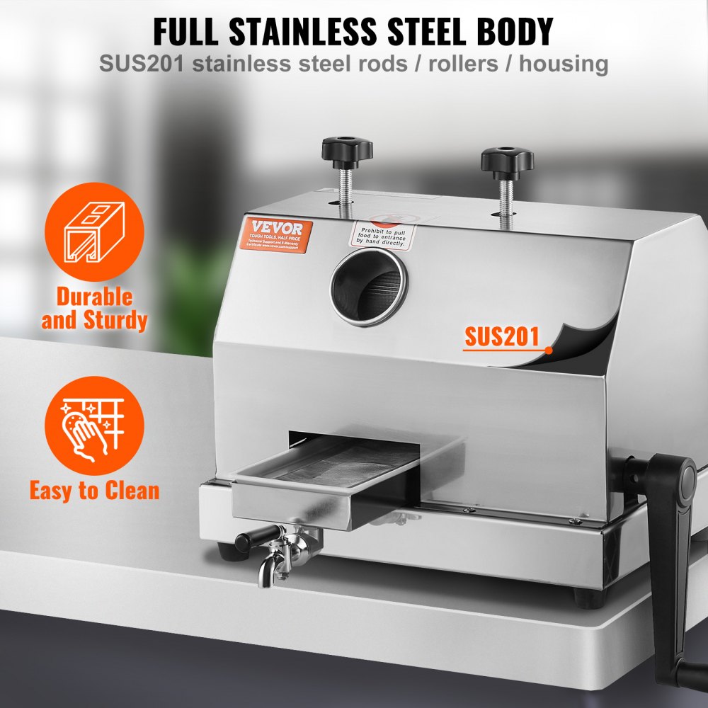 VEVOR Commercial Sugar Cane Juicer, 110LBS/H High Output Sugarcane ...