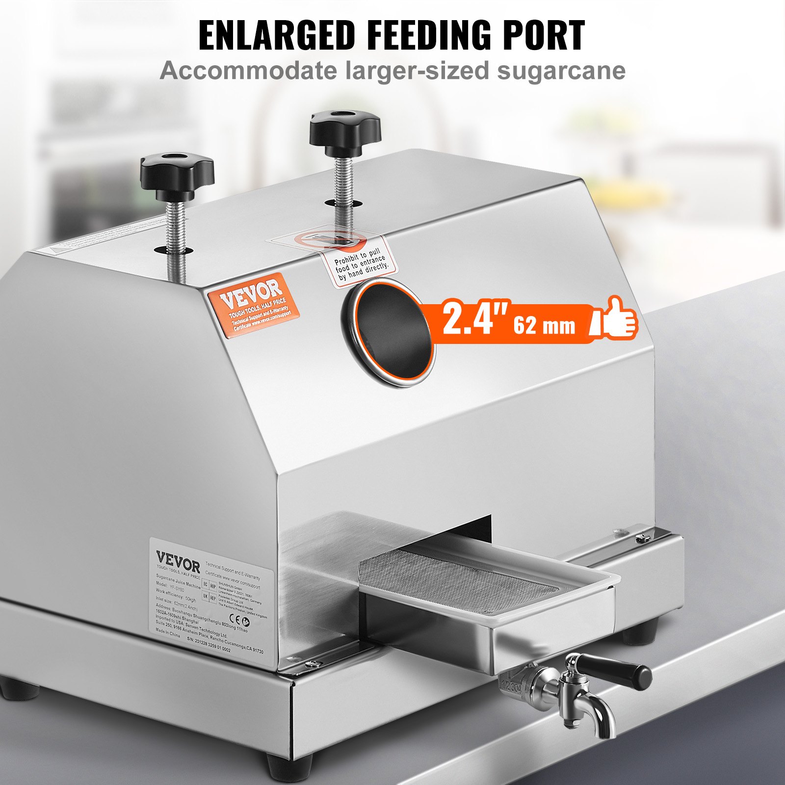 VEVOR Commercial Sugar Cane Juicer, 110LBS/H High Output Sugarcane ...