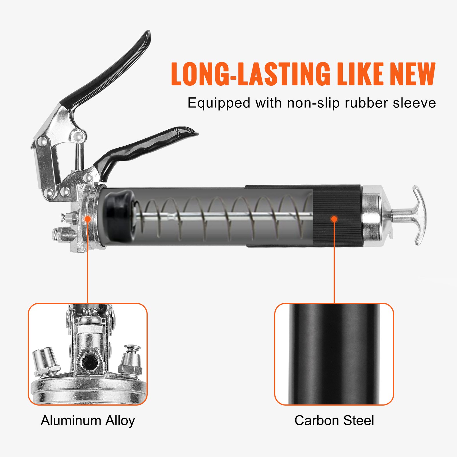 VEVOR Professional Grease Gun, 6000 PSI, 14 OZ / 400 CC, includes 17.72 ...