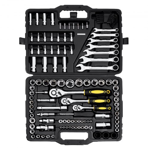 121-Piece Mechanics Tool Set 1/4" 3/8" 1/2" Drive Sockets SAE and ...