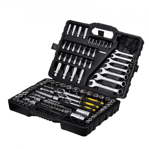 121-Piece Mechanics Tool Set 1/4" 3/8" 1/2" Drive Sockets SAE and ...
