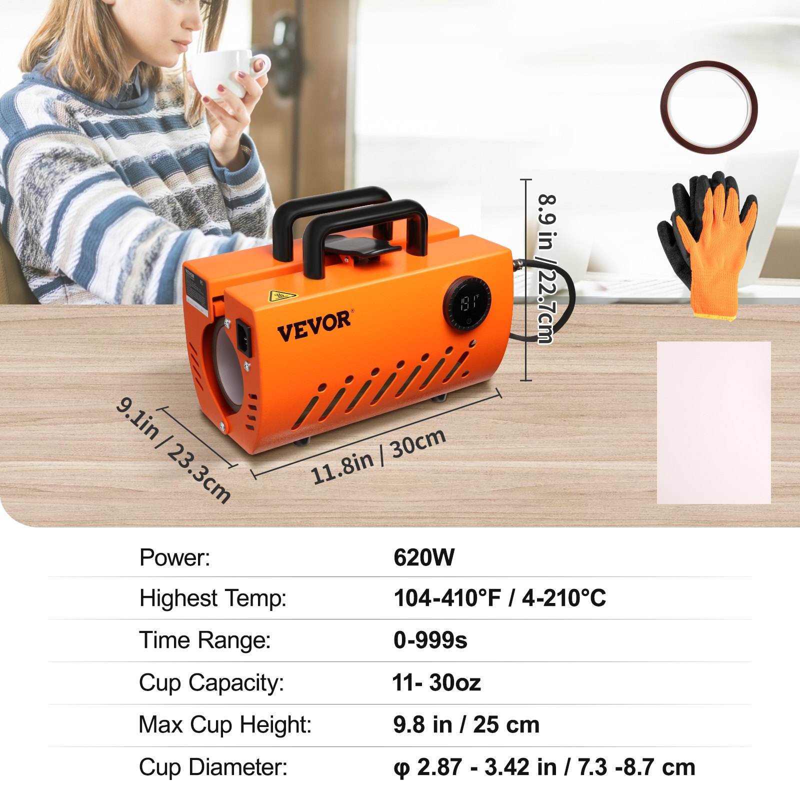 VEVOR Mug Heat Press Tumbler Heat Press Machine Sublimation Blanks 11 ...