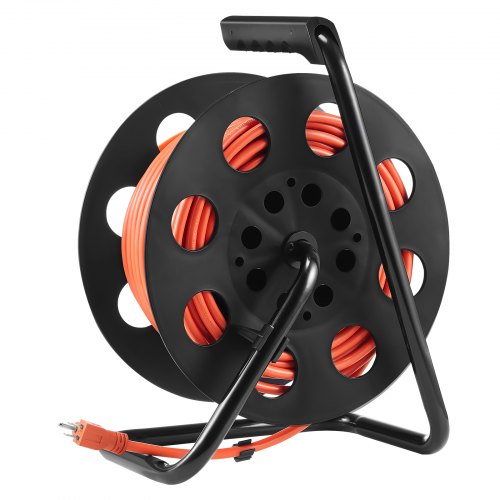 VEVOR Extension Cord Reel, 100FT, with 4 Outlets and Dust Cover, Heavy ...