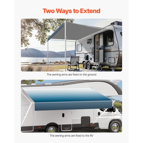 VEVOR Manual RV Awning Complete Kit, 15' Retractable Awning with ...