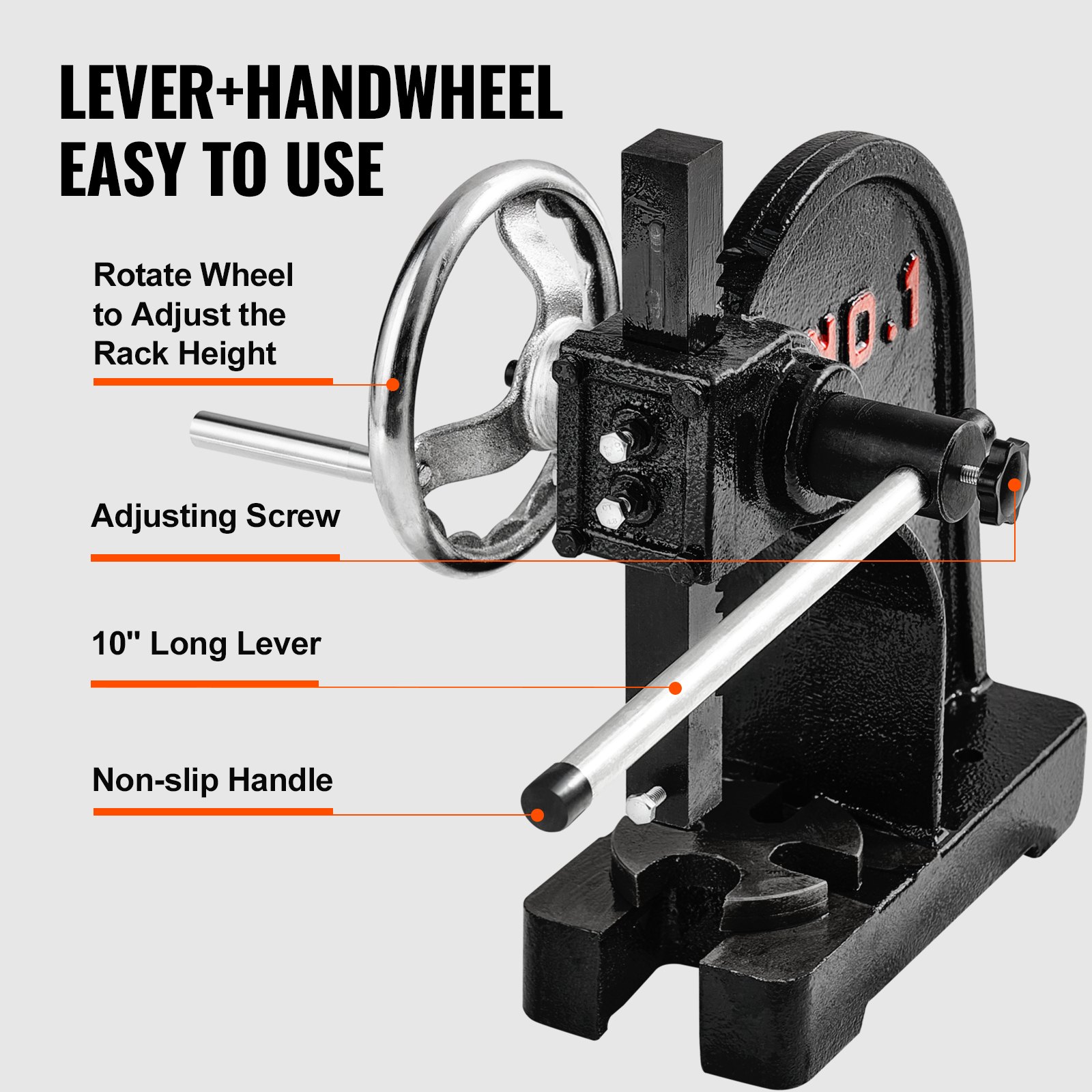VEVOR Arbor Press, 1 Ton Manual Arbor Press with Handwheel, 15cm ...
