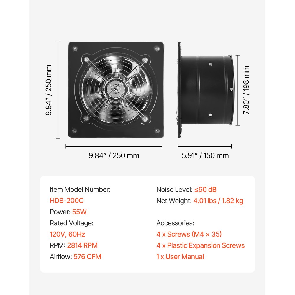 8 Inch By 8 Inch Exhaust Fan