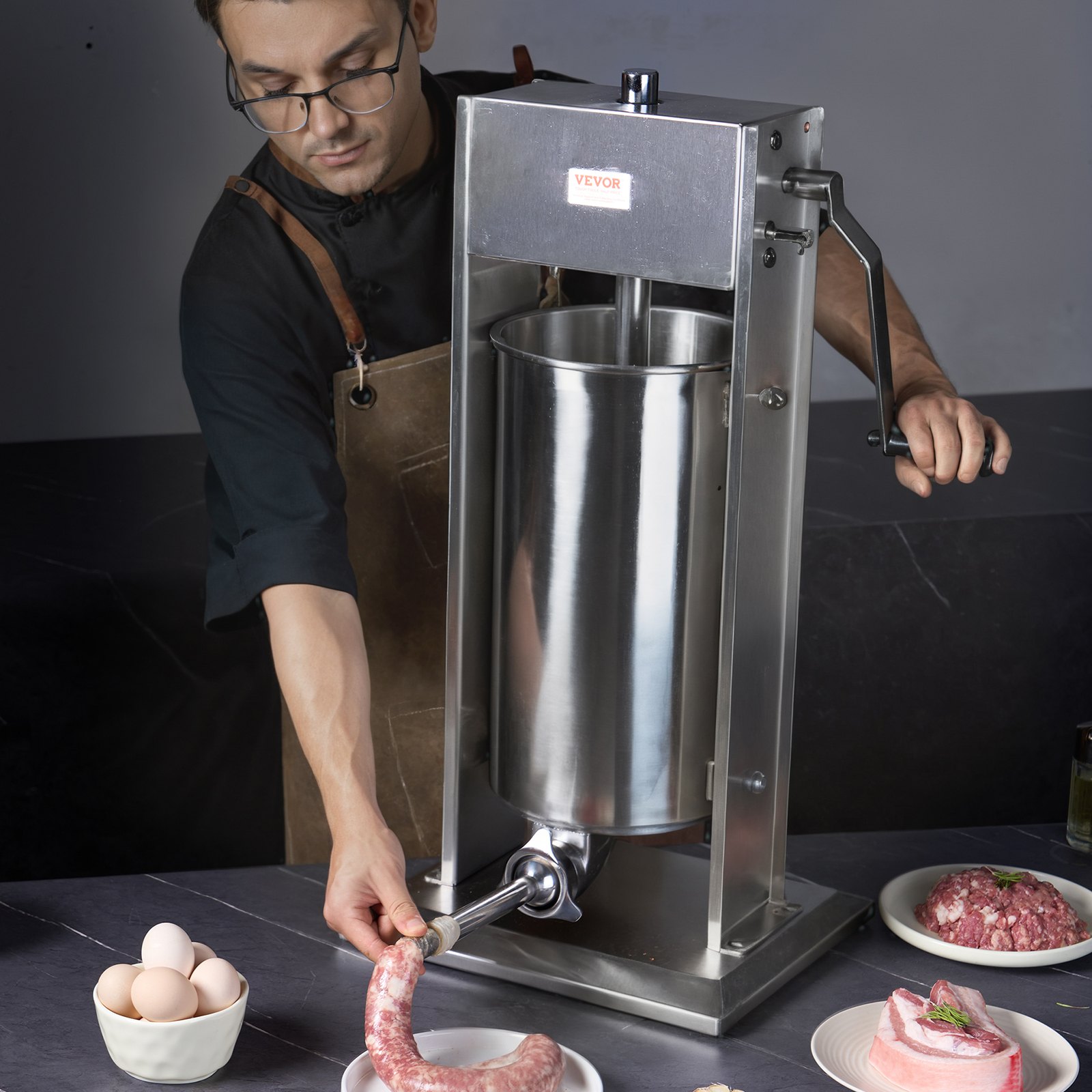 VEVOR Manual Sausage Stuffer 15 L Vertical Sausage Machine 304 ...