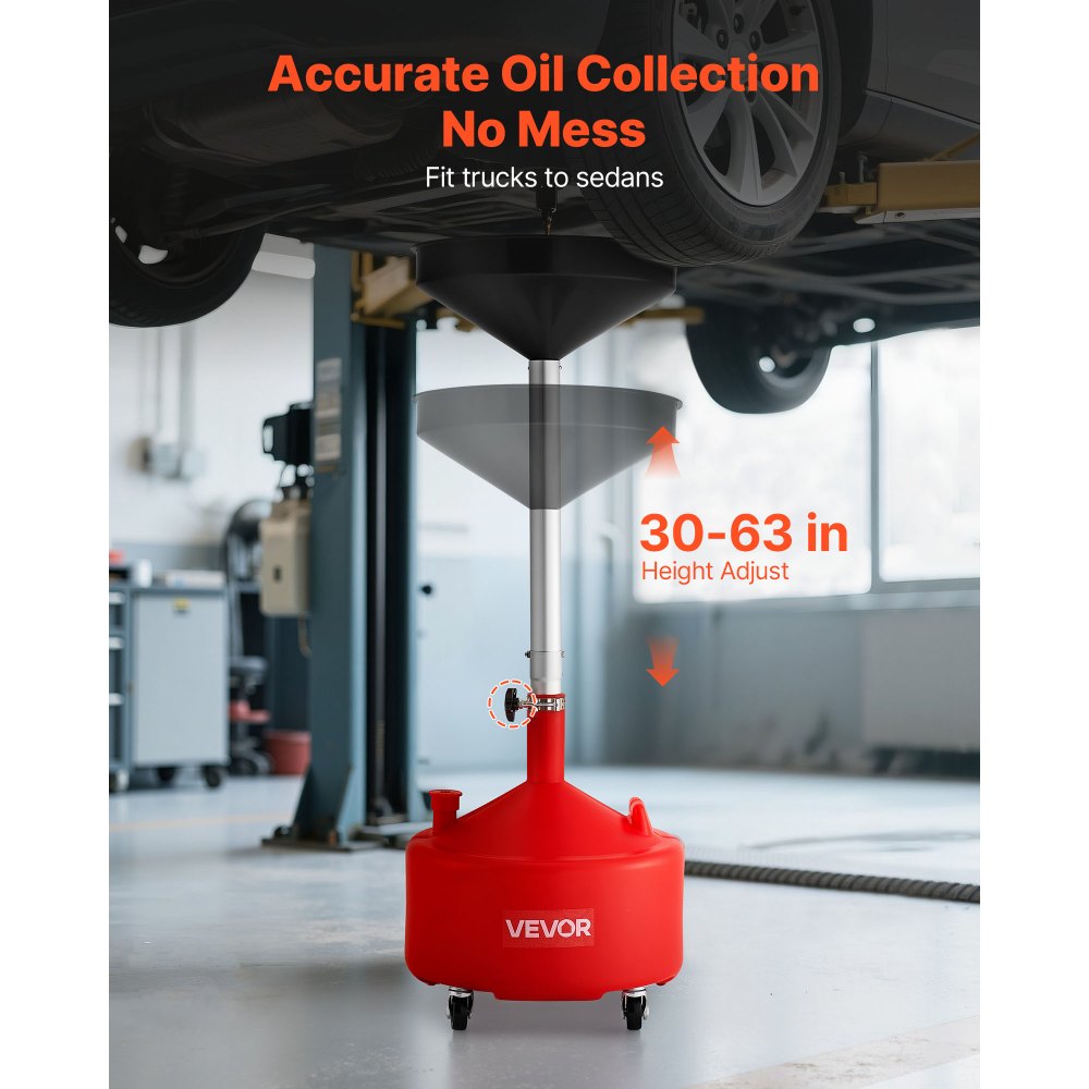 VEVOR Portable Oil Drain Tank – 8 Gallon, 30 to 63 Inches