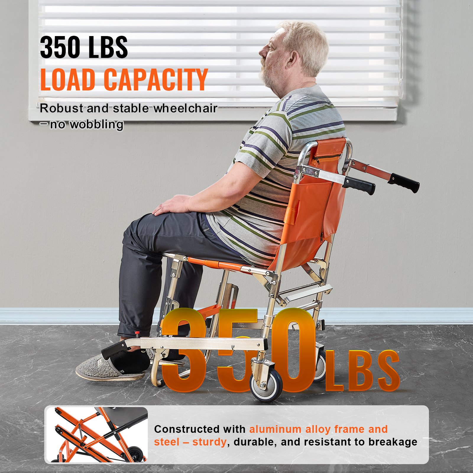 Vevor Ems Stair Chair 350 Lbs Load Capacity Foldable Aluminum