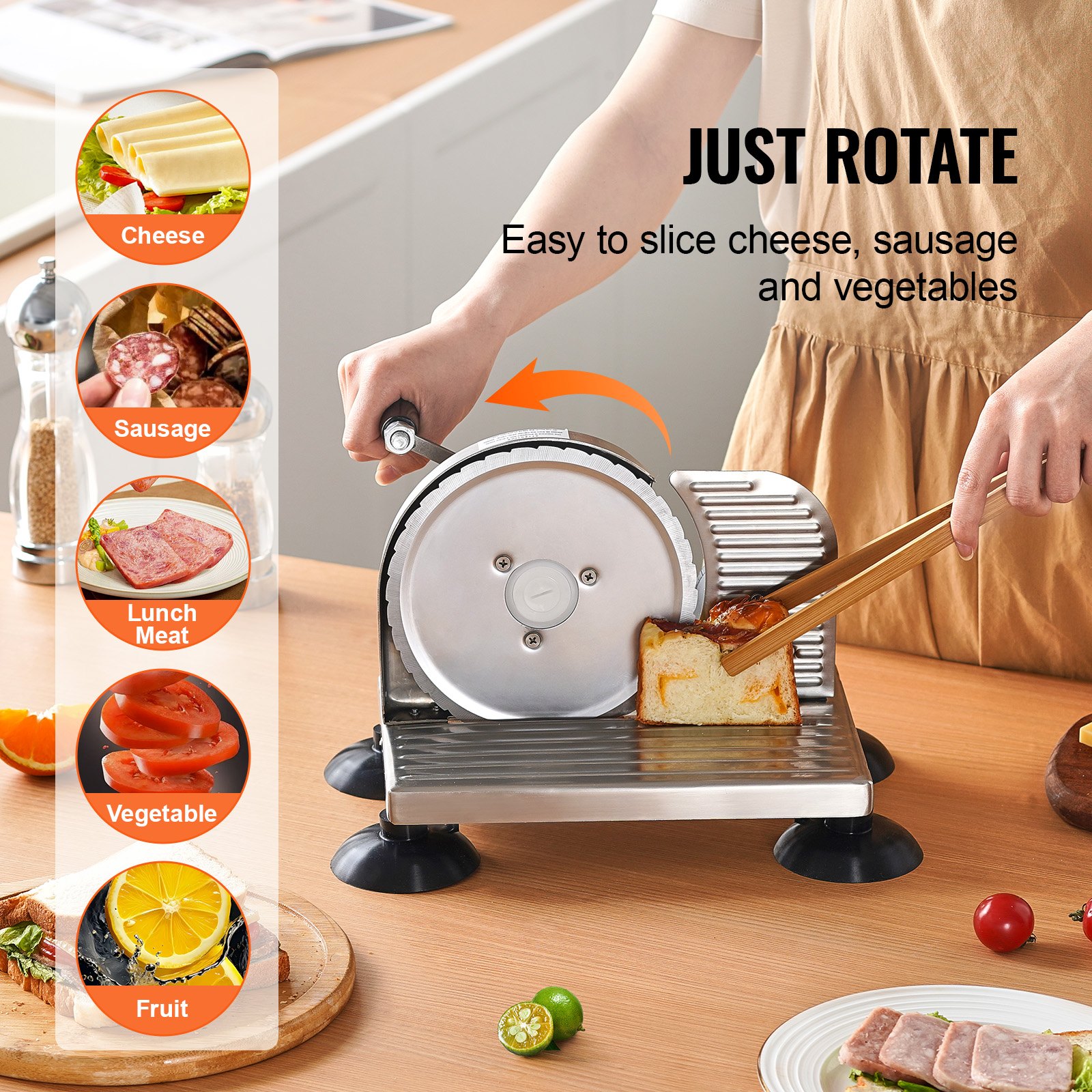 VEVOR Manual Bread Slicer, 0-6" Adjustable Thickness Cheeser Butter ...