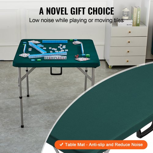 VEVOR Mahjong Table Fold-in-Half 4 Player Card Table & Wear-Resistant ...