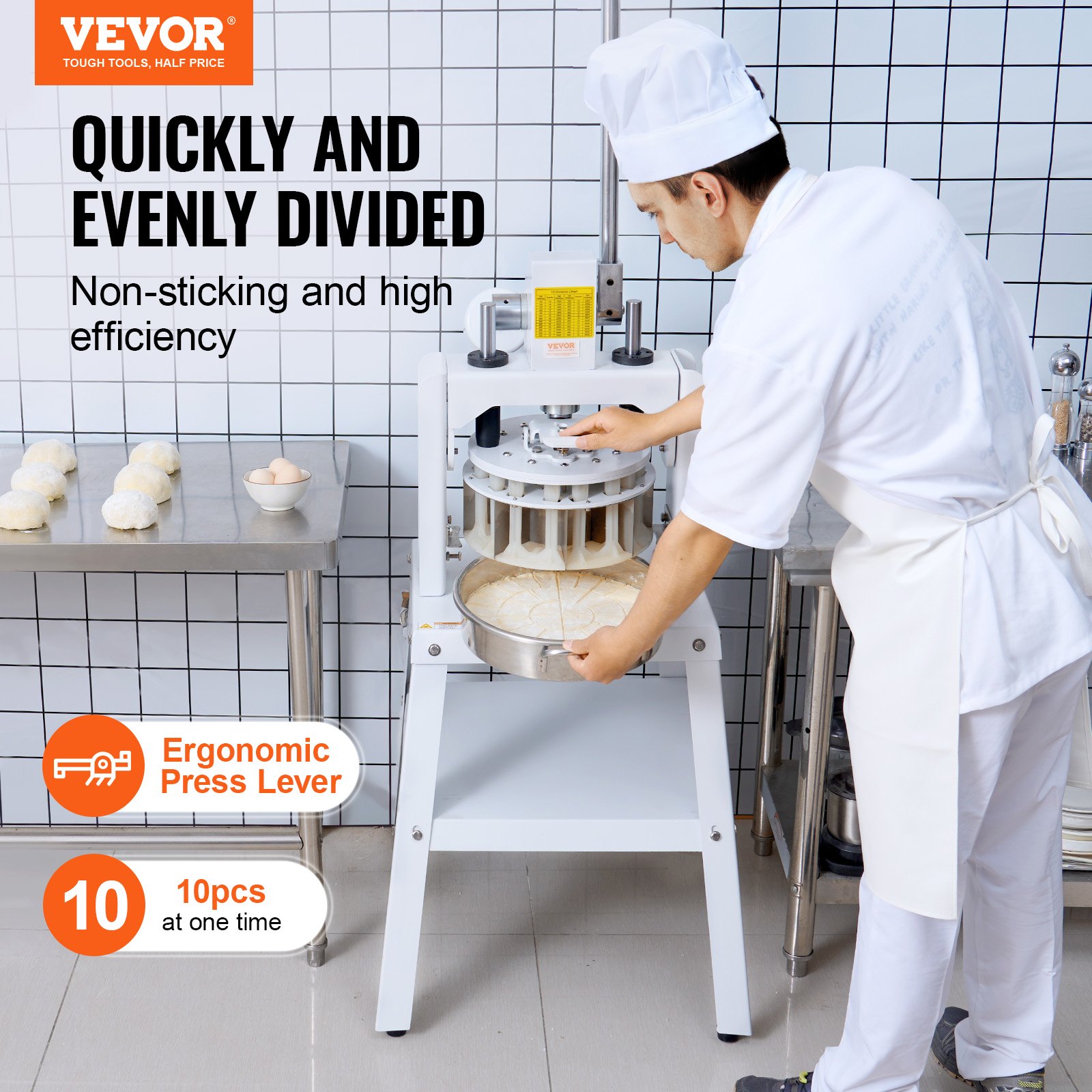 VEVOR Manual Dough Divider 10PCS Hand Press Dough Cutter Bread Maker ...