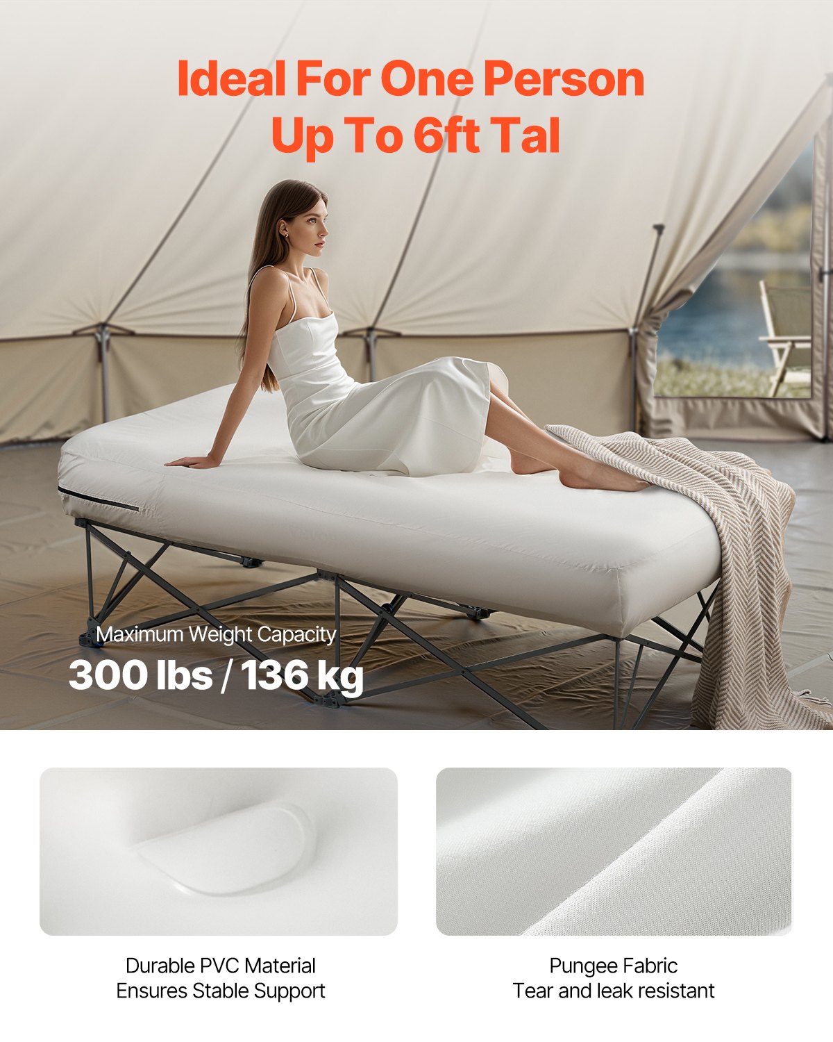 VEVOR Air Mattress Twin with Frame, 1 Person Inflatable Mattress with ...