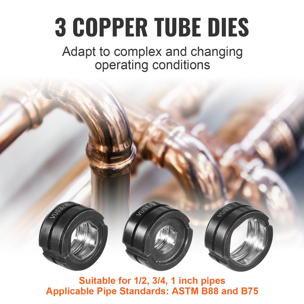 VEVOR Copper Press Tool Tube Fittings Crimping Kit, Pro Press Crimper ...