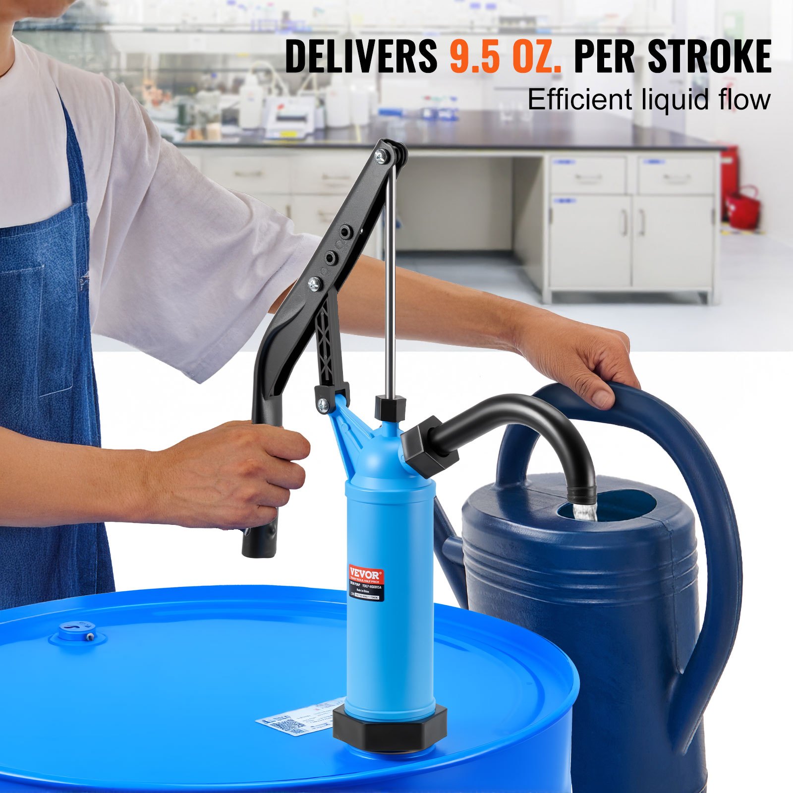 VEVOR Drum Pump, 9.5 oz. Per Stroke, Lever-Action Barrel Pump, Fits 5 ...