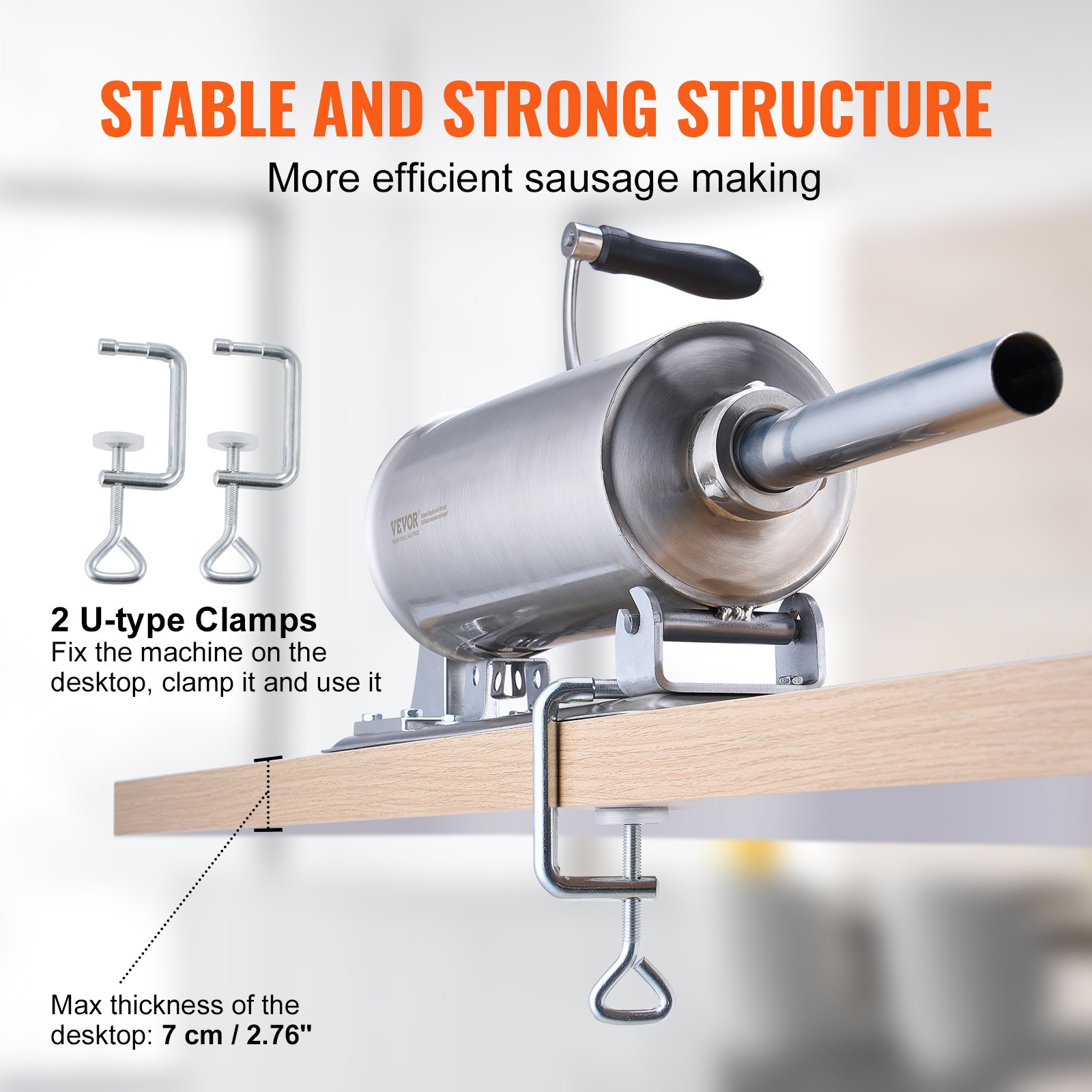 VEVOR Manual Sausage Stuffer, 2.5 L / 6 LBS Horizontal Sausage Machine ...