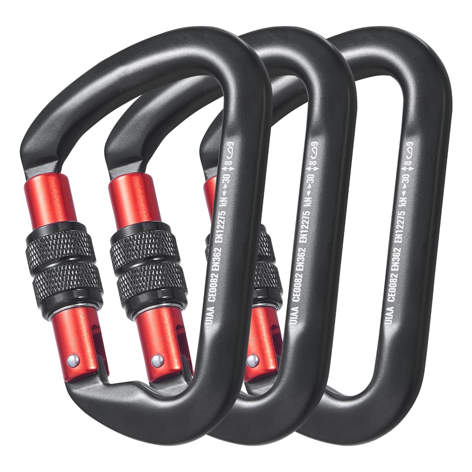 VEVOR Climbing Carabiner Clips, 3 PCS Heavy Duty Caribiner ...