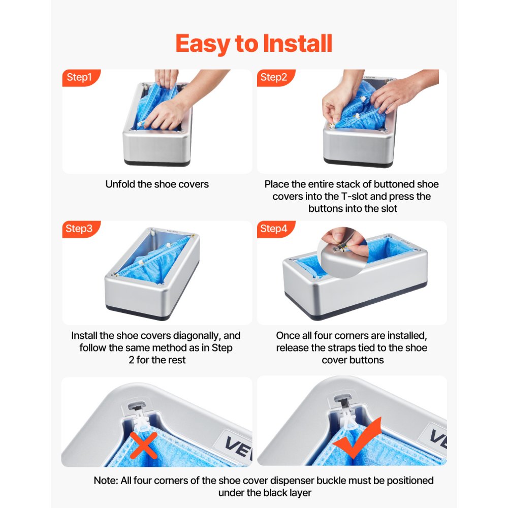 VEVOR Automatic Shoe Cover Dispenser - Fits US 11, 100 Covers