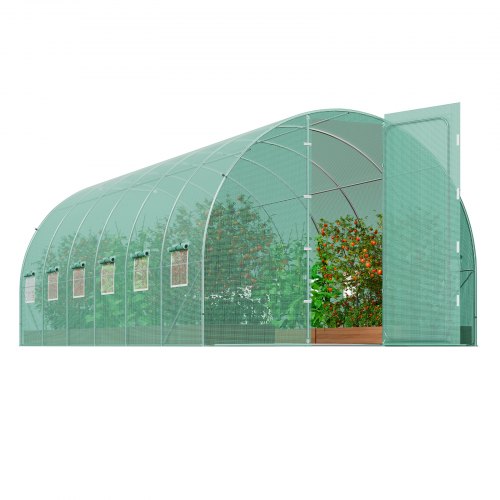 VEVOR Walk-in Tunnel Greenhouse 19.36x9.68x7.4ft Galvanized Frame PE ...