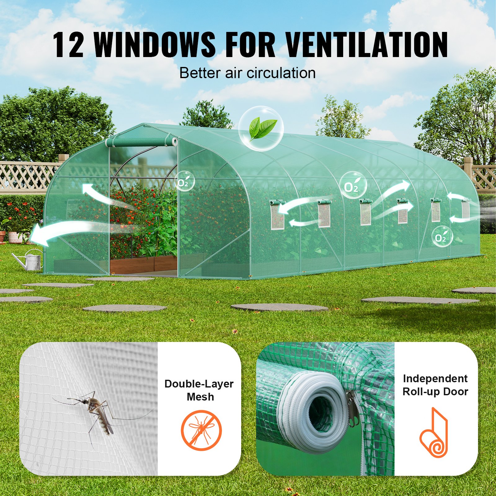 VEVOR Walk-in Tunnel Greenhouse, 29.5x9.8x6.6 ft Hoop House Greenhouse ...