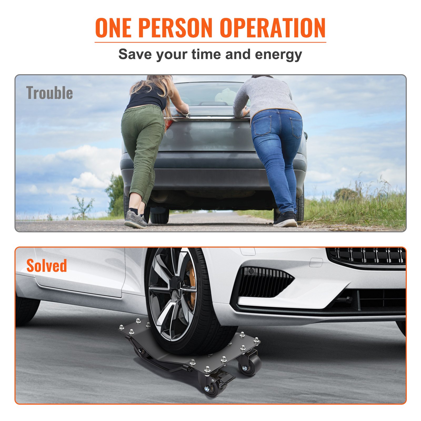 VEVOR Car Dolly Wheel Tire Dolly 4 PCS Heavy Duty Skate Auto Repair ...