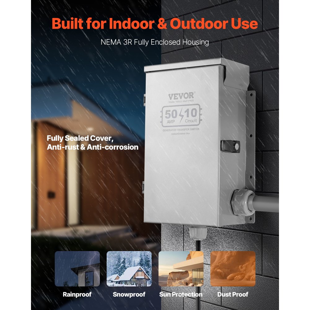VEVOR 50A Manual Transfer Switch Kit for Generators