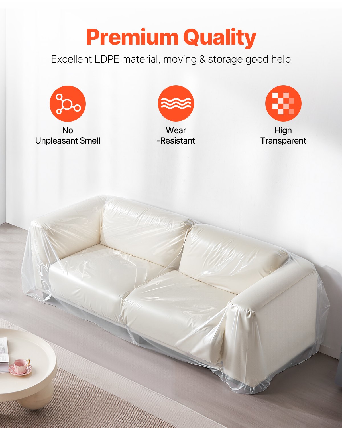 VEVOR Plastic Sofa Cover — 4 Mil Clear Heavy-Duty Shield