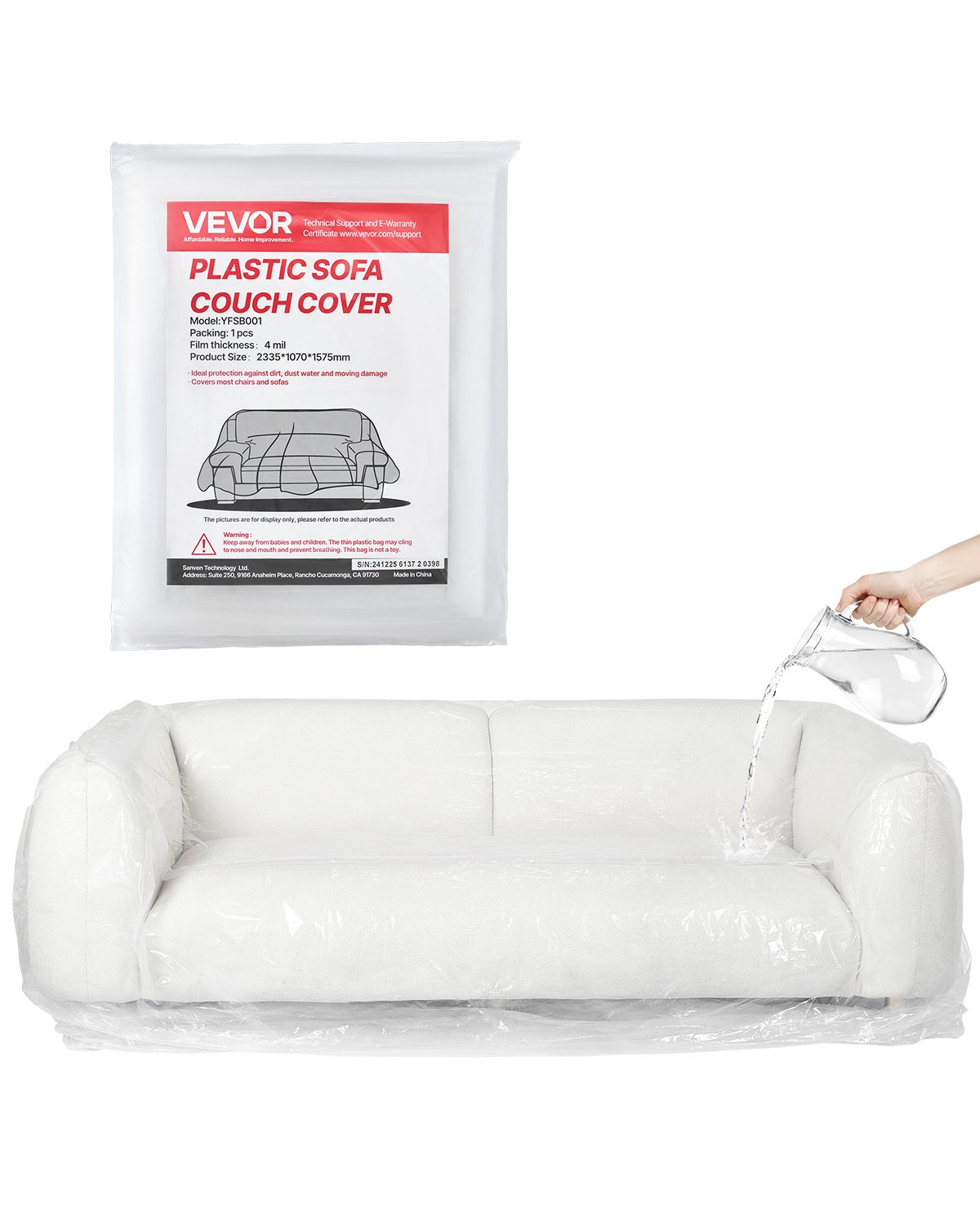 VEVOR Plastic Sofa Cover — 4 Mil Clear Heavy-Duty Shield